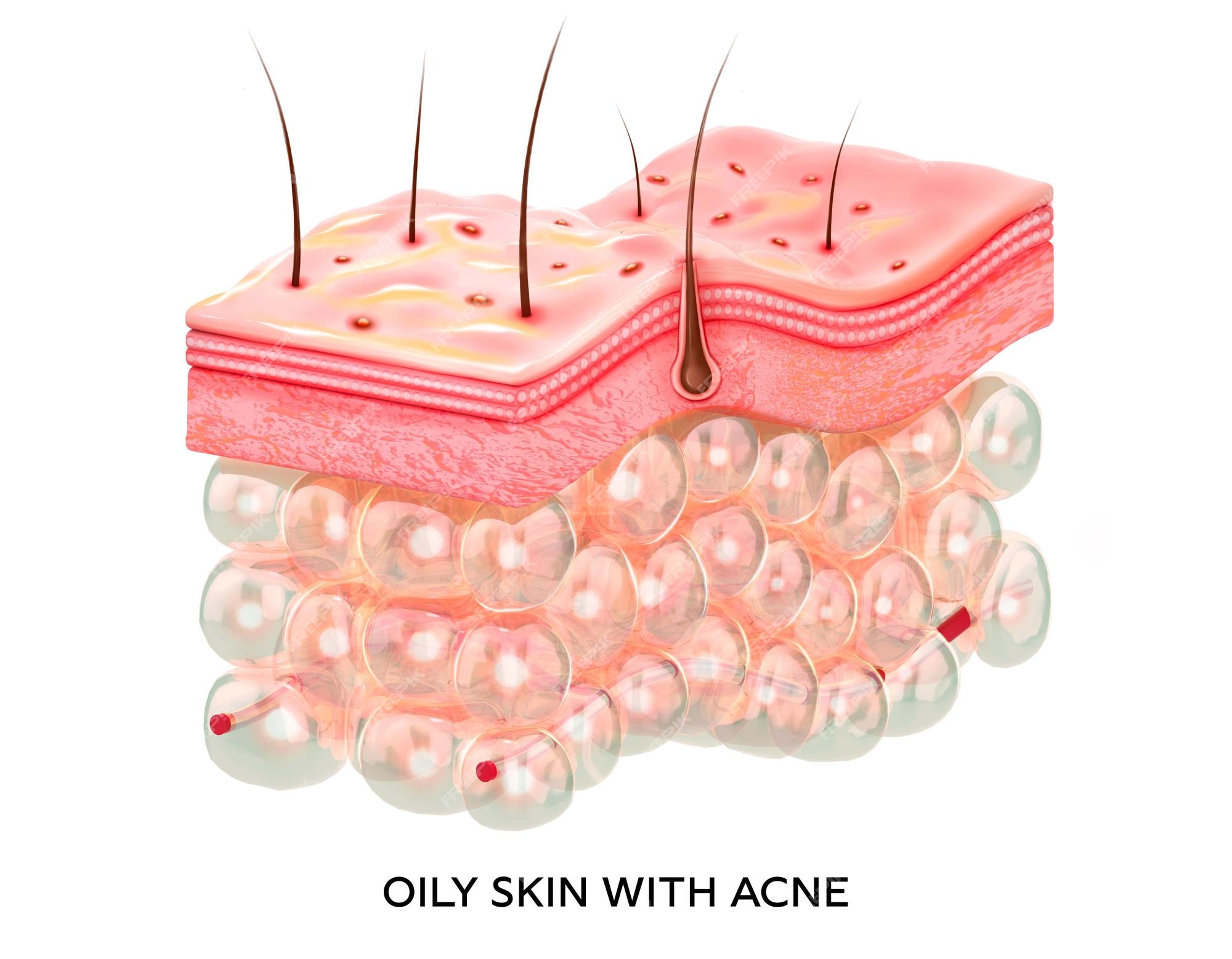 Premium Photo Oily Skin With Acne 3d Illustration Of The Structure Of