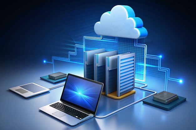 Online data storage for business network concept uploading document file data and information on ...