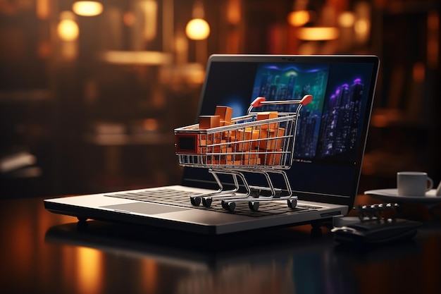 Premium AI Image | Online Shopping Cart Concept Generative Ai Premium AI Image | Online Shopping Cart Concept Generative Ai