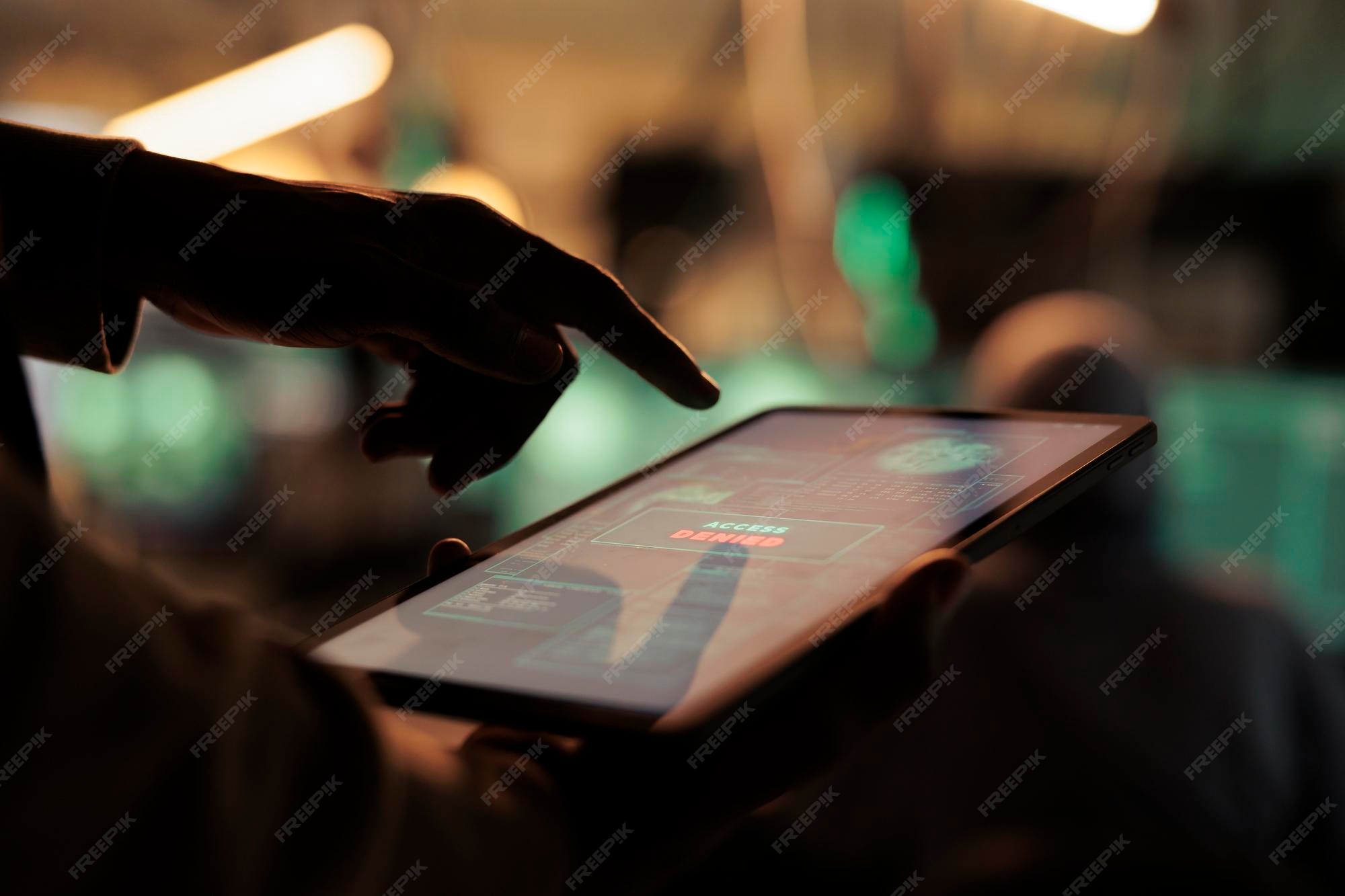 Premium Photo | Online spy looking at failed hacking alert on screen ...