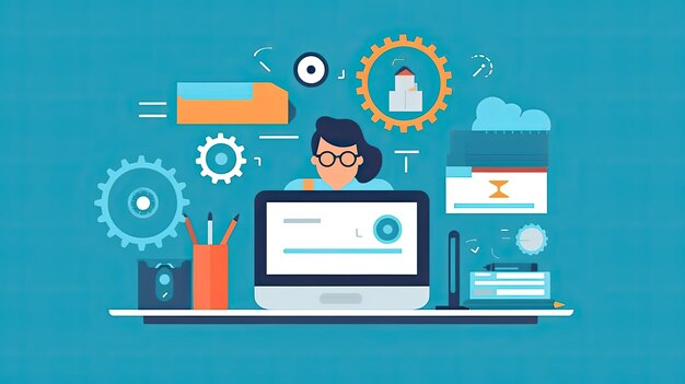 Premium AI Image | Online webinar flat illustration generative ai Premium AI Image | Online webinar flat illustration generative ai