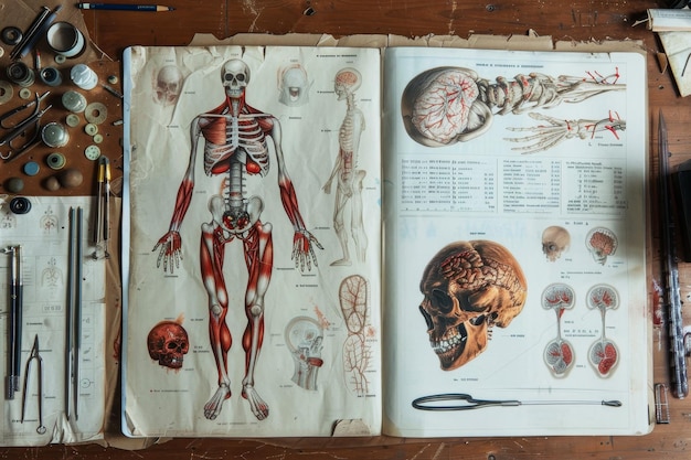An open book showcasing detailed medical diagrams and illustrations for ... An open book showcasing detailed medical diagrams and illustrations for ...