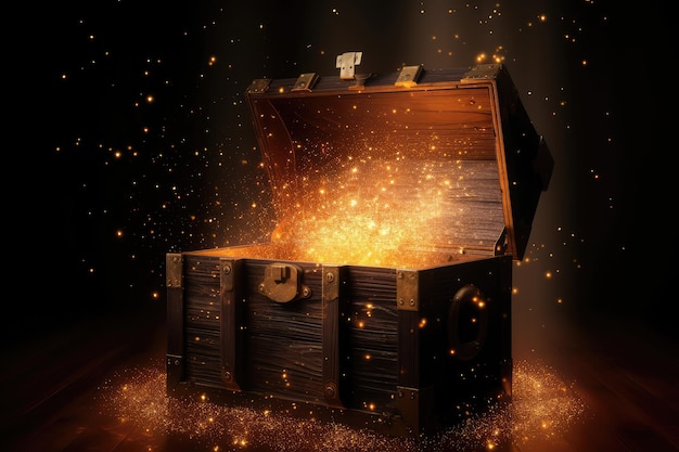 Premium AI Image | Opened Treasure Chest with Glowing Sparkles and Stars AI Premium AI Image | Opened Treasure Chest with Glowing Sparkles and Stars AI