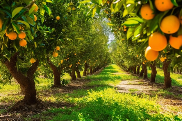 Premium Photo | An orange grove of trees with oranges and green grass. Premium Photo | An orange grove of trees with oranges and green grass.