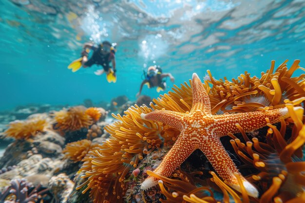 Premium Photo | Orange starfish in clear salty sea water lies on the ... Premium Photo | Orange starfish in clear salty sea water lies on the ...