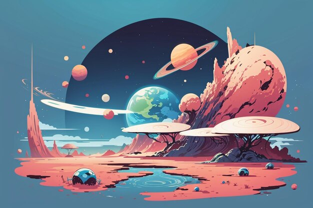Premium Ai Image Otherworldly Horizons Science Fiction Fantasy Planet Illustration