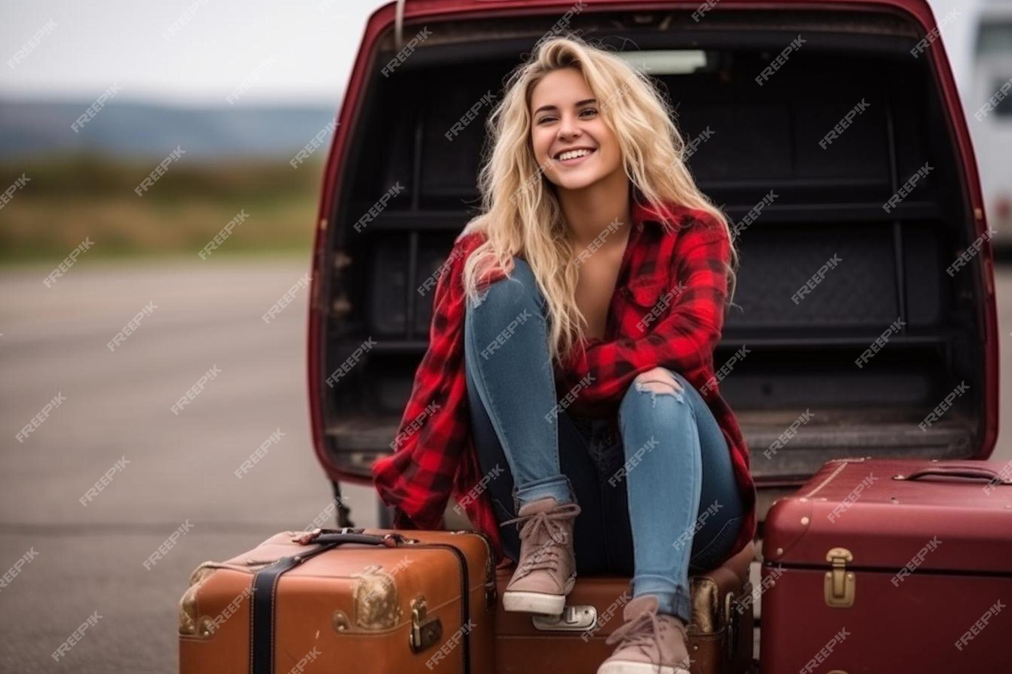 Premium Ai Image Outdoor Portrait Of Young Beautiful Blonde Woman
