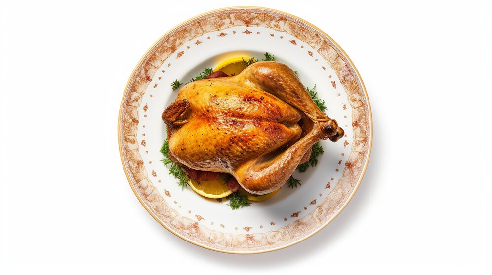 Premium Ai Image Overhead View Of Roasted Turkey Meat In Container