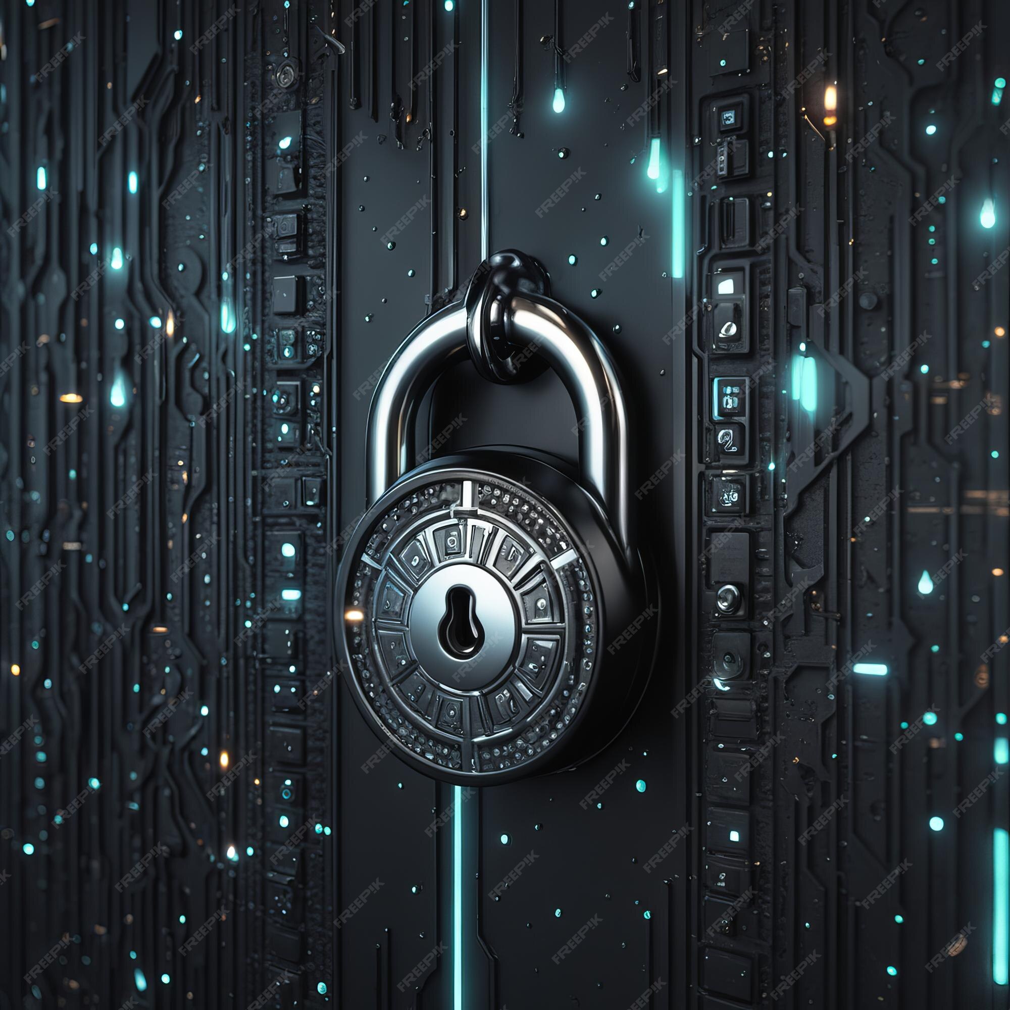 Premium Photo Padlock With Circuit Board And Binary Code Padlock With Circuit Board And Binary