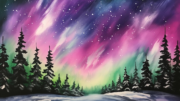 Premium AI Image | Painting Aurora Borealis Aurora Polaris Premium AI Image | Painting Aurora Borealis Aurora Polaris