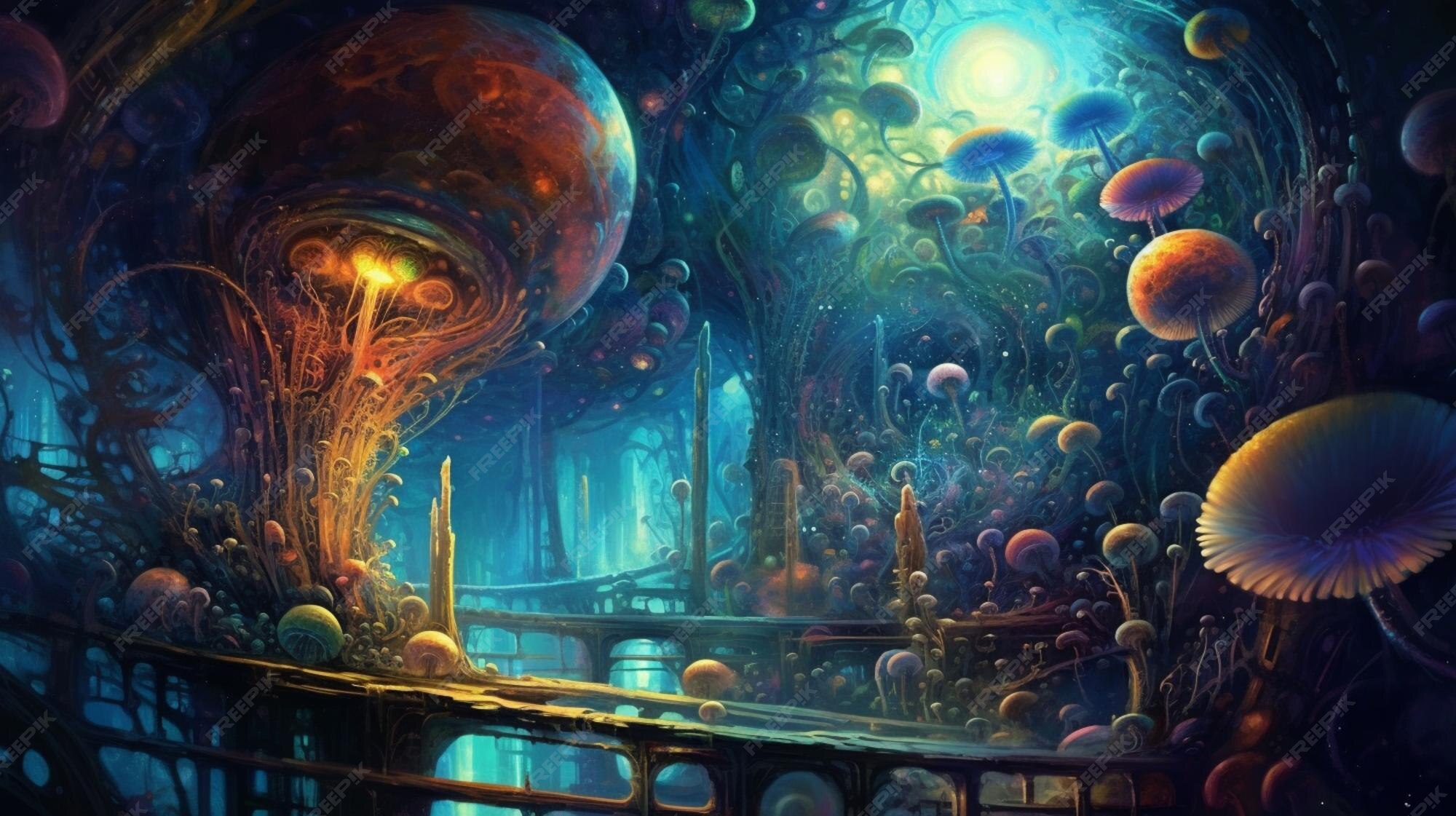 Premium AI Image | A painting of a bridge with a bridge and a city in ... Premium AI Image | A painting of a bridge with a bridge and a city in ...