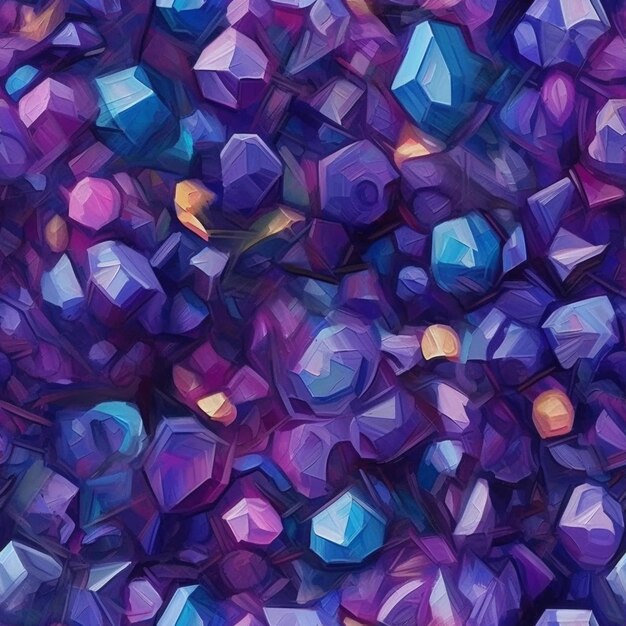 Premium AI Image | a painting of a bunch of purple and blue crystals ... Premium AI Image | a painting of a bunch of purple and blue crystals ...
