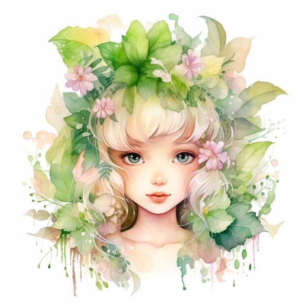 Premium Ai Image A Drawing Of A Woman With Long Hair And A Crown Generative Ai