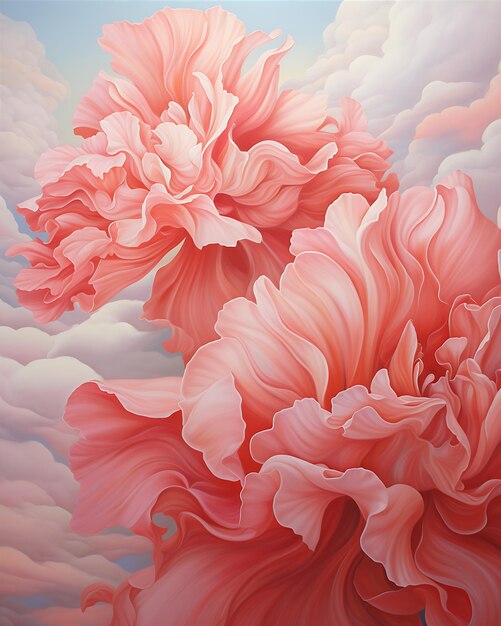 Painting of Pink Flower on Cloud Covered Sky | Premium AI-generated image Painting of Pink Flower on Cloud Covered Sky | Premium AI-generated image