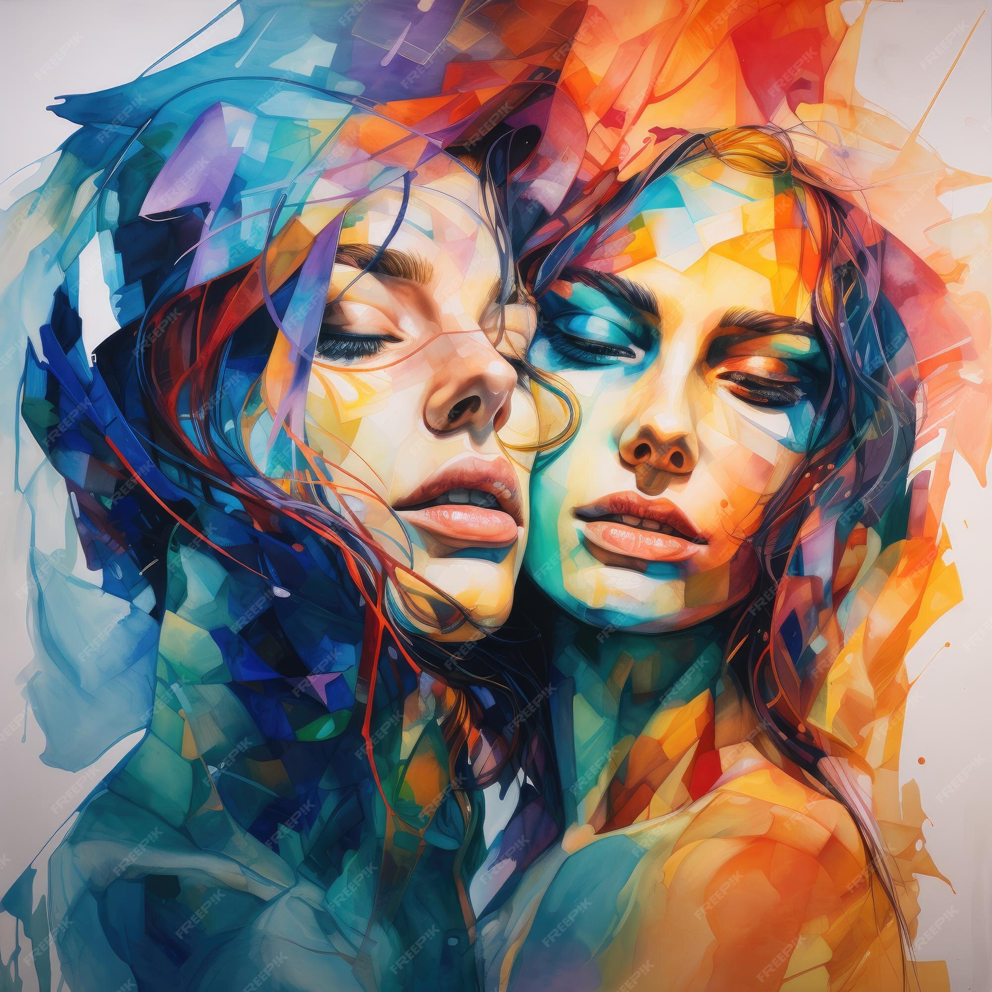 Premium AI Image | a painting of two women Premium AI Image | a painting of two women