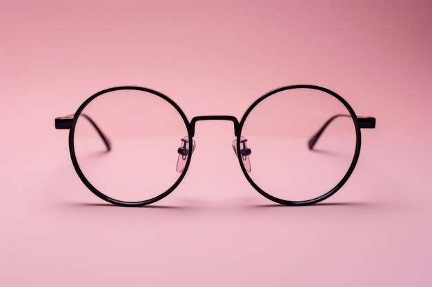A Pair Of Black Glasses With A Pink Background Premium Ai Generated Image