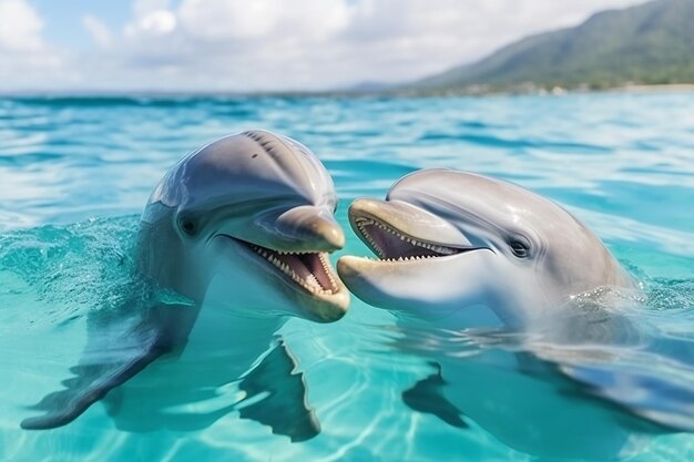 Premium AI Image | a pair of loving dolphins swimming together AI generated Premium AI Image | a pair of loving dolphins swimming together AI generated