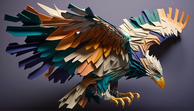 Premium AI Image | A paper cut owl with many different colored pieces. Premium AI Image | A paper cut owl with many different colored pieces.