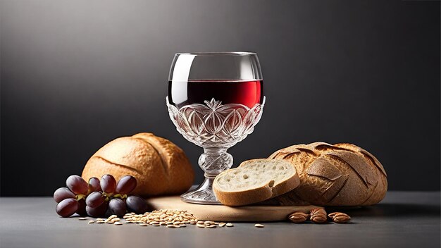 Premium Photo Passover Celebration Wine And Bread With Plain Background
