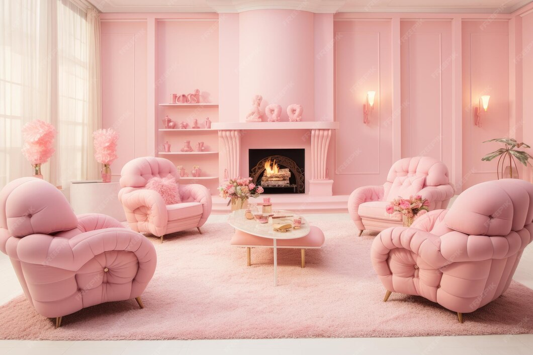 Premium AI Image | Pastel pink modern house designed with barbie doll ... Premium AI Image | Pastel pink modern house designed with barbie doll ...