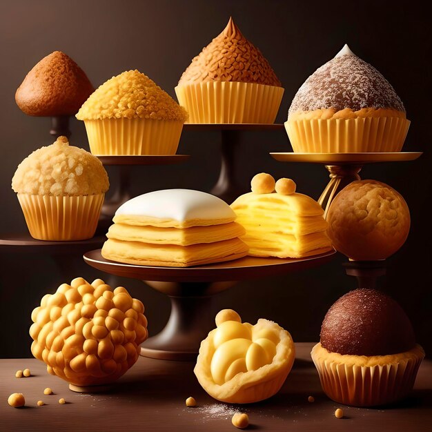 Premium AI Image | Pastry sweets variety sweets food Premium AI Image | Pastry sweets variety sweets food
