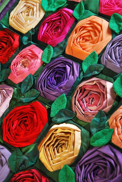 Premium Photo Patchwork Quilt With Flowers
