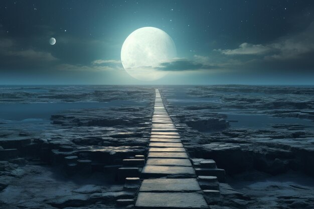 Premium Photo | Pebbled Path leading ocean way Generate Ai Premium Photo | Pebbled Path leading ocean way Generate Ai