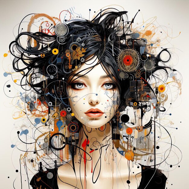 Premium AI Image | Pensive Woman in Illusory Wallpaper Portrait Premium AI Image | Pensive Woman in Illusory Wallpaper Portrait