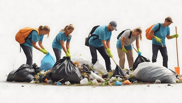 Premium AI Image | People collecting litter garbage into trash bags Eco ... Premium AI Image | People collecting litter garbage into trash bags Eco ...