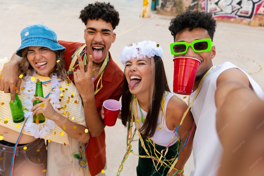 Premium Photo | People having fun at block party Premium Photo | People having fun at block party