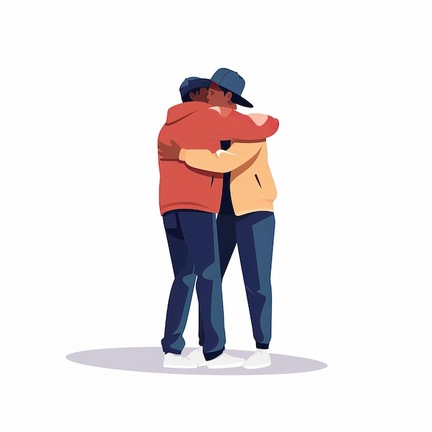 Premium Photo People Hugging Flat Illustration Vector
