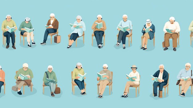 Premium Ai Image People Sitting In Chairs And Reading A Book
