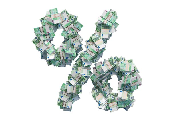 Premium Photo | Percent symbol from euro packs 3D rendering Premium Photo | Percent symbol from euro packs 3D rendering