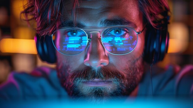 The Person Is A Programmer Or Coder Working On A Computer Looking At