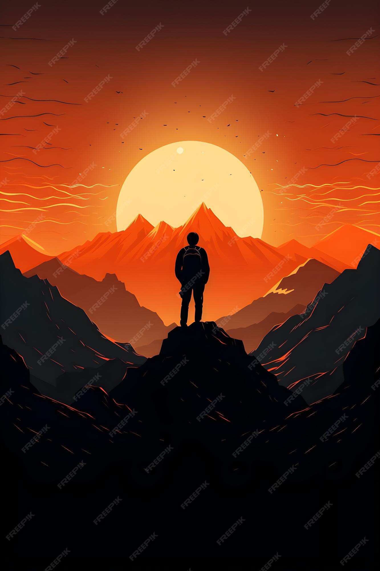 Premium AI Image | A person standing on a mountain Premium AI Image | A person standing on a mountain