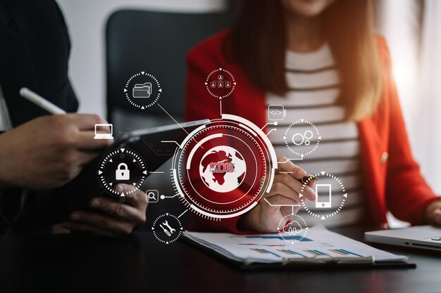 Premium Photo | Person typing laptop computer and tablet with SDK icon ... Premium Photo | Person typing laptop computer and tablet with SDK icon ...