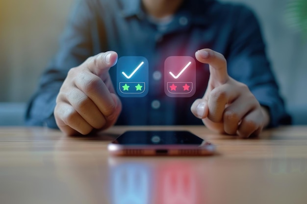 Premium Photo | Person use smartphone choosing between right and wrong ... Premium Photo | Person use smartphone choosing between right and wrong ...