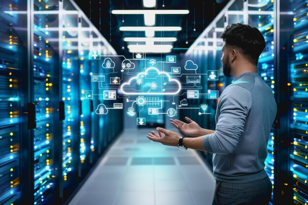 Premium Photo | Person using holographic cloud interface in hightech ... Premium Photo | Person using holographic cloud interface in hightech ...