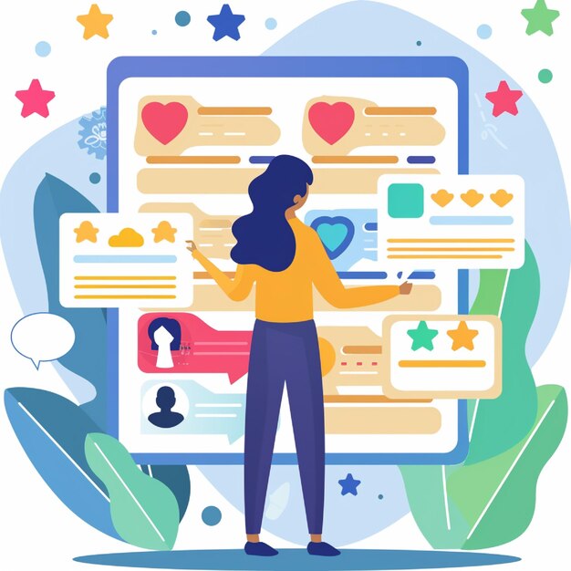A person using a review aggregation tool to collect feedback from ... A person using a review aggregation tool to collect feedback from ...