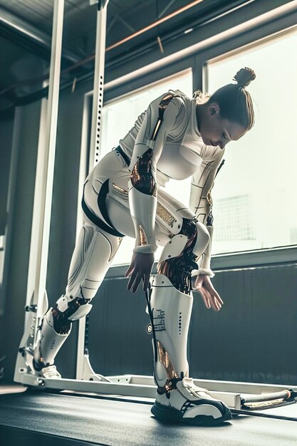 A person with bionic limbs engaging in a highintensity workout ... A person with bionic limbs engaging in a highintensity workout ...