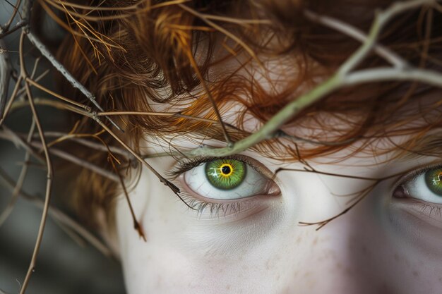 Premium Photo | A person with one green eye one normal branches ... Premium Photo | A person with one green eye one normal branches ...