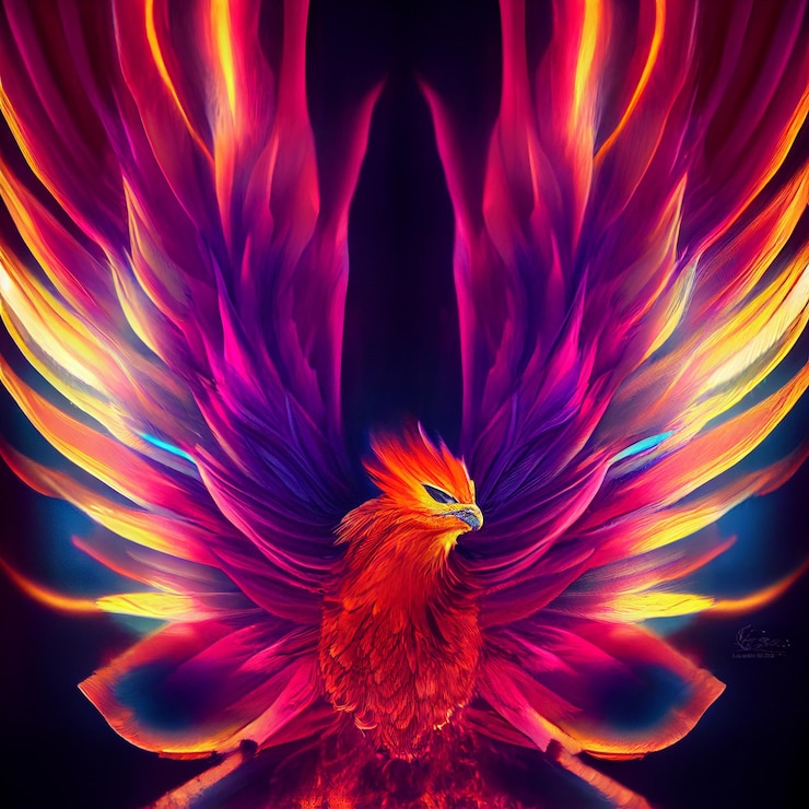 Premium Photo Phoenix Bird On Fire Mythological Fenix Bird With Flames Fantasy Illustration