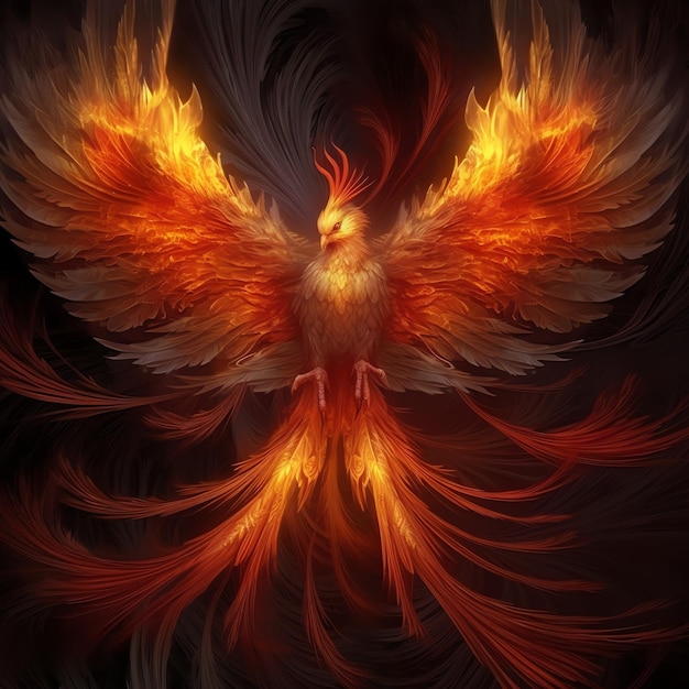 Premium AI Image | Phoenix bird with outstretched wings rising burning ... Premium AI Image | Phoenix bird with outstretched wings rising burning ...