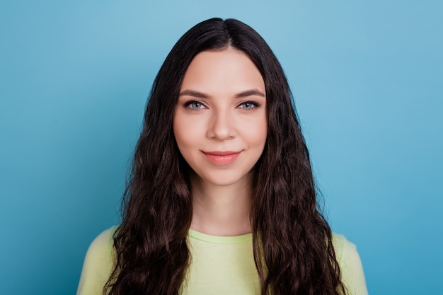 Premium Photo Photo Of Adorable Positive Cheerful Girl Look Camera