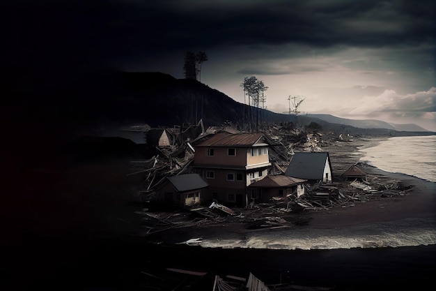 Premium AI Image | Photo after tsunami in the city Generative Ai Premium AI Image | Photo after tsunami in the city Generative Ai