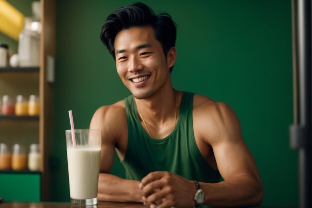 Premium AI Image | photo asian man drinking Premium AI Image | photo asian man drinking