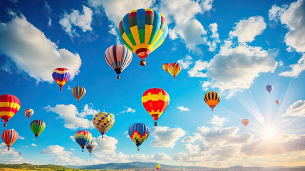 Premium Photo A Photo Of A Cluster Of Colorful Hot Air Balloons