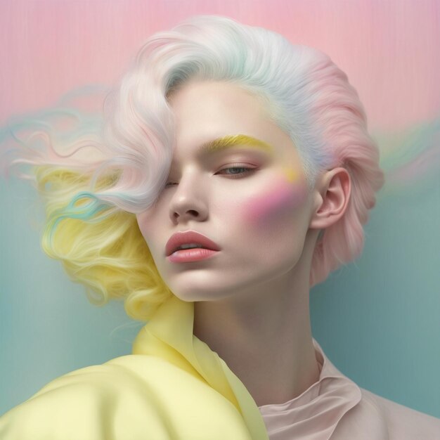 Premium Ai Image Photo Fashion Albino Model Portrait