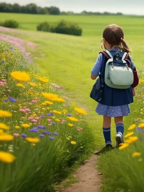 Premium Ai Image Photo First Day At School A Little School Girl In First Grade Pupil Of