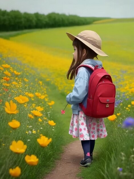 Premium Ai Image Photo First Day At School A Little School Girl In First Grade Pupil Of